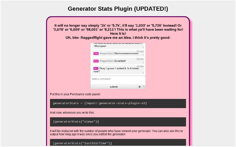 Generator Stats Plugin (UPDATED!)