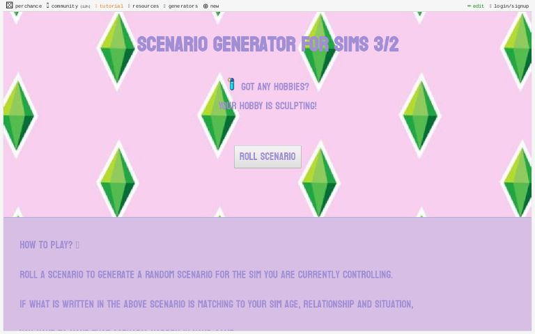 Scenario Generator For Sims 3/2