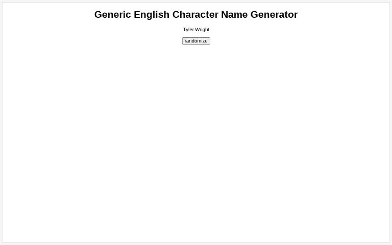 Generic English Character Name Generator