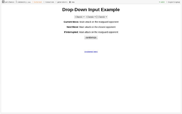 Drop-Down Input Example ― Perchance Generator