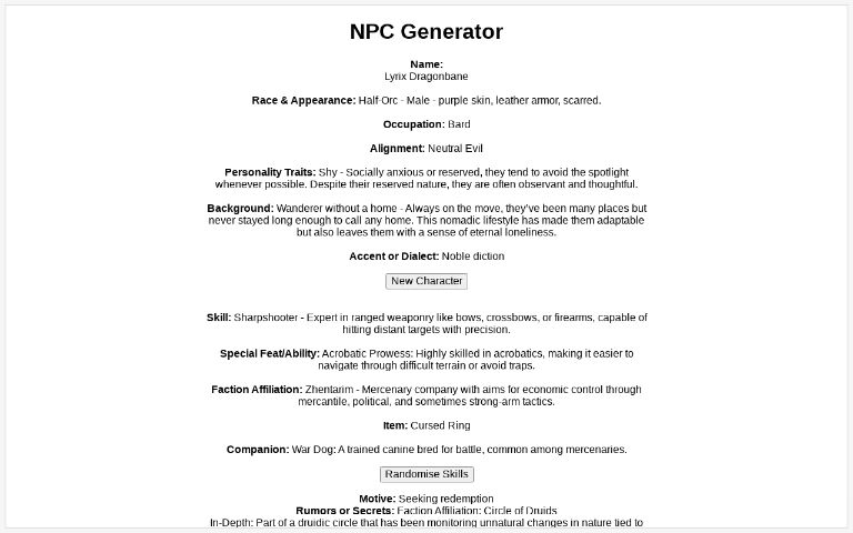 NPC Generator