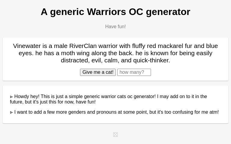 A generic Warriors OC generator