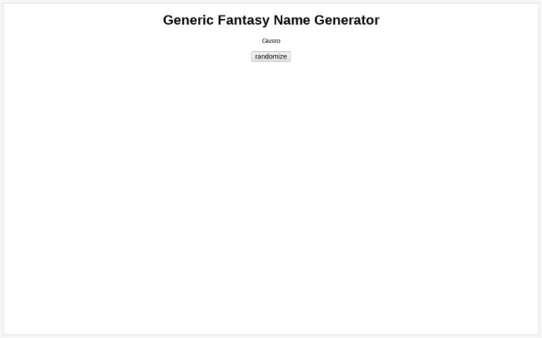 Generic Fantasy Name Generator