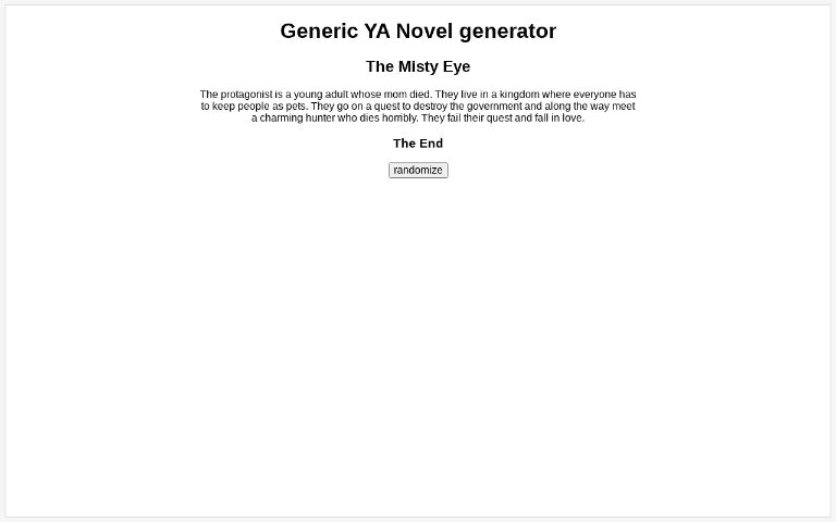 Generic YA Novel generator