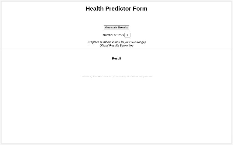 Health Predictor Form ― Perchance Generator