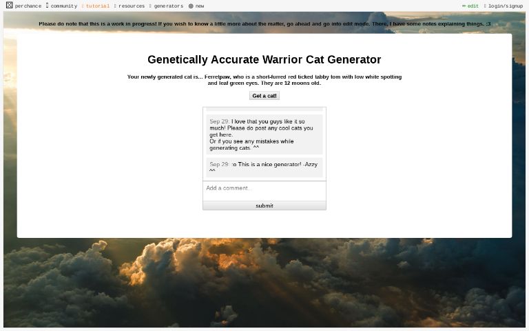 Genetically Accurate Warrior Cat Generator