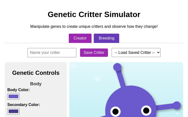Genetic Critter Simulator ― Perchance Generator