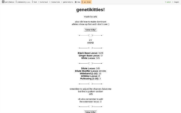 genetikitties! ― Perchance Generator