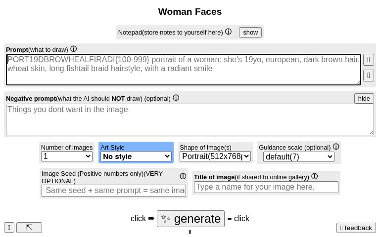 Woman Faces ― Perchance Generator