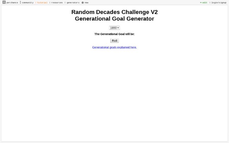 Random Decades Challenge V2 Generational Goal Generator