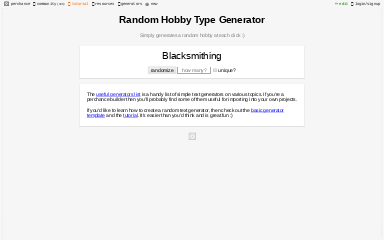 Random Hobby Type Generator