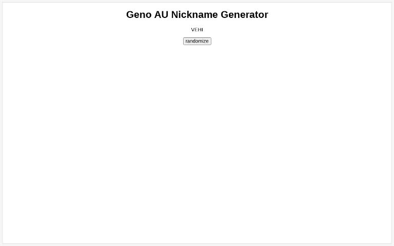 Geno AU Nickname Generator