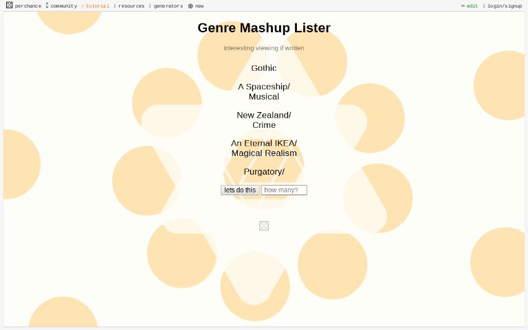 Genre Mashup Lister ― Perchance Generator
