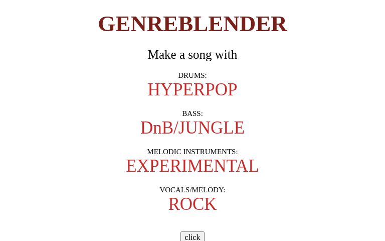 GENREBLENDER ― Perchance Generator