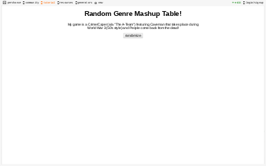 Random Genre Mashup Table! ― Perchance Generator