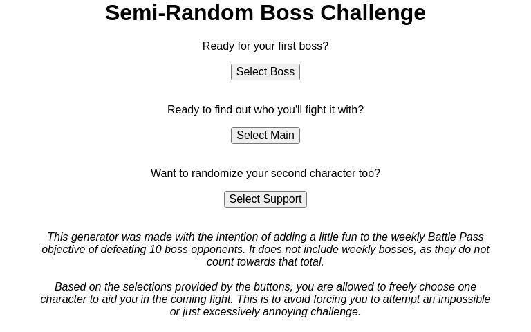 Semi-Random Boss Challenge ― Perchance Generator