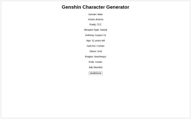 Genshin Character Generator