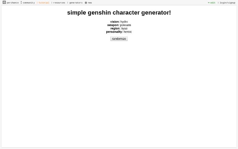 simple genshin character generator!