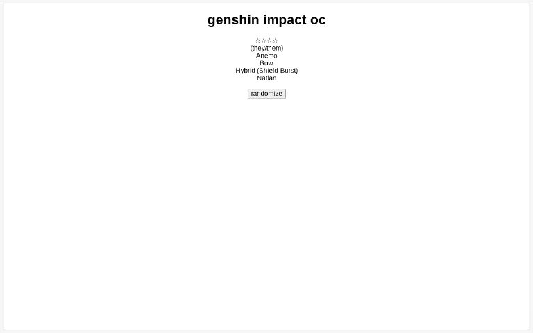 genshin impact oc ― Perchance Generator