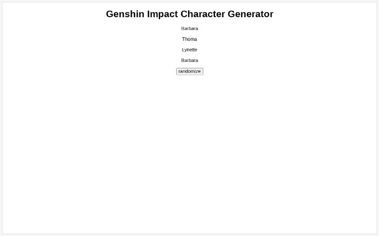 Genshin Impact Character Generator