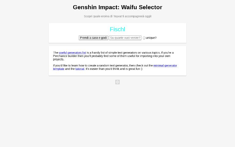 Genshin Impact: Waifu Selector ― Perchance Generator