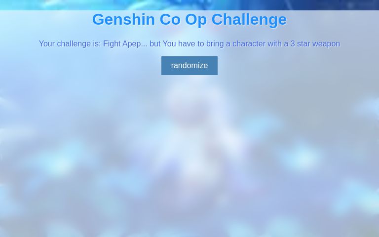 Genshin Co Op Challenge ― Perchance Generator