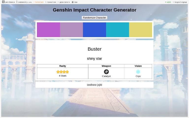 Genshin Impact Character Generator