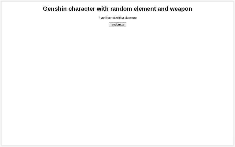Genshin character with random element and weapon ― Perchance Generator