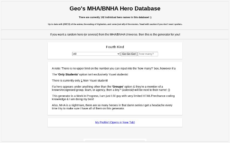 Geo's MHA/BNHA Hero Database ― Perchance Generator
