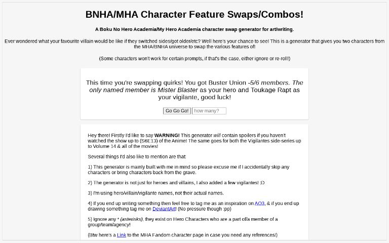 BNHA/MHA Character Feature Swaps/Combos! ― Perchance Generator