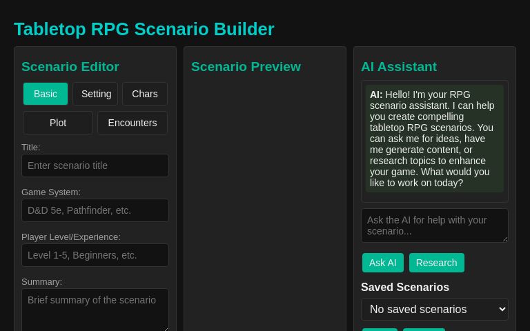 Tabletop RPG Scenario Builder ― Perchance Generator