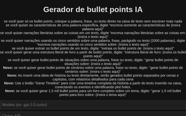 Gerador de bullet points IA ― Perchance Generator