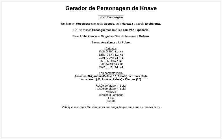 Gerador de Personagem de Knave ― Perchance Generator
