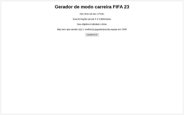 Gerador de modo carreira FIFA 23 ― Perchance Generator