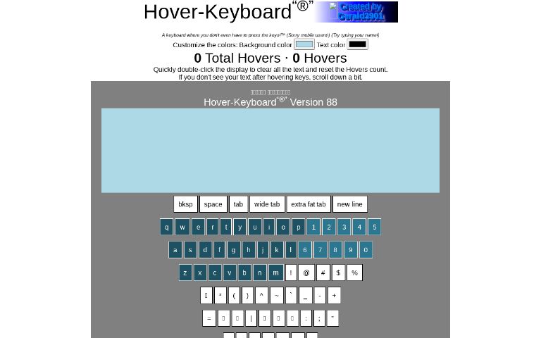 Geralds Hover Keyboard ― Perchance Generator