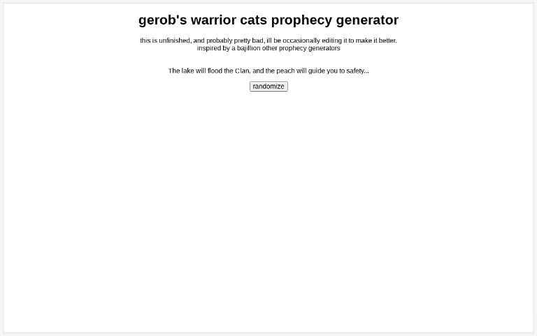 gerob's warrior cats prophecy generator