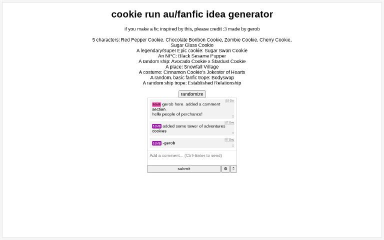 cookie run au/fanfic idea generator