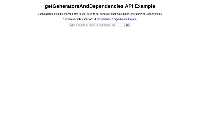 getGeneratorsAndDependencies API Example