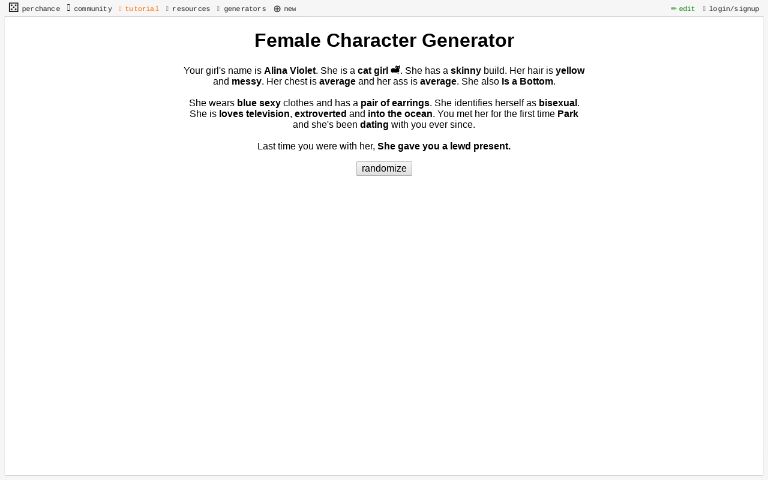 Female Character Generator