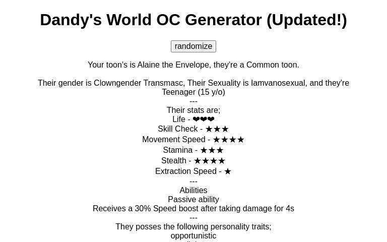 Dandy's World OC Generator (Updated!)