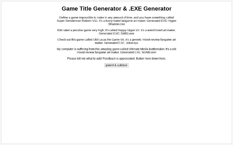 Game Title Generator & .EXE Generator