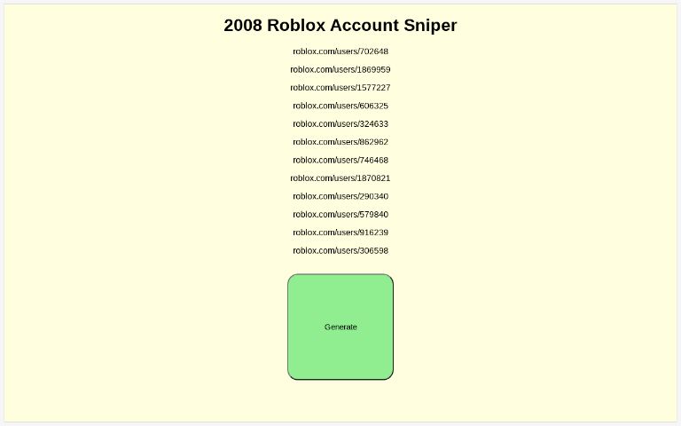 2008 Roblox Account Sniper ― Perchance Generator