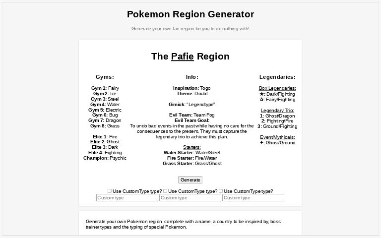 Pokemon Region Generator