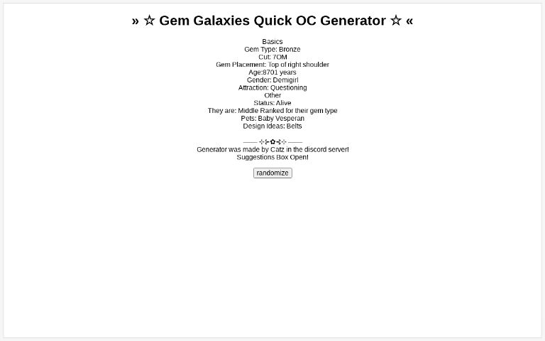 Gem Galaxies Quick OC Generator ☆ «