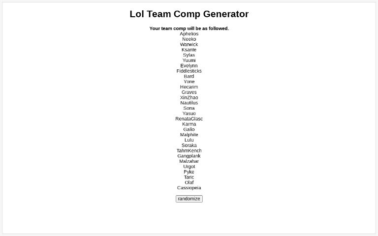 Lol Team Comp Generator