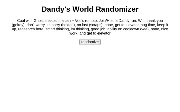 Dandy's World Randomizer ― Perchance Generator