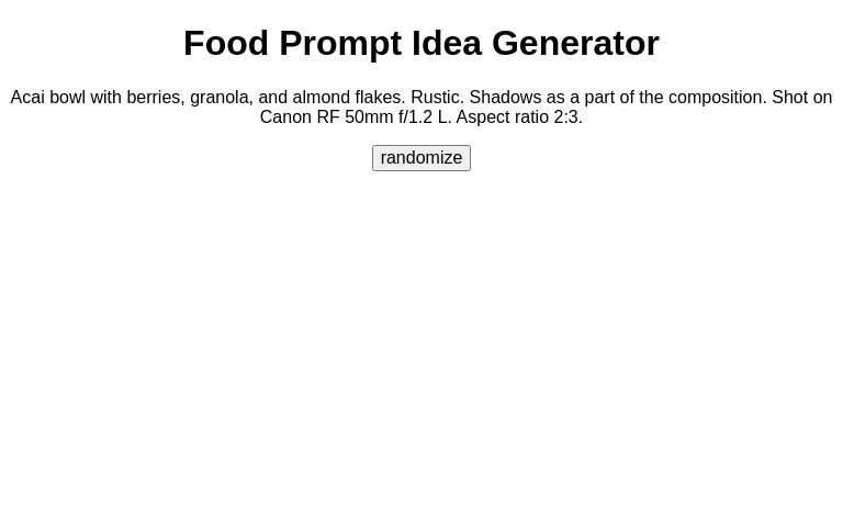 Food Prompt Idea Generator