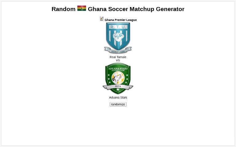 Random Ghana Soccer Matchup Generator
