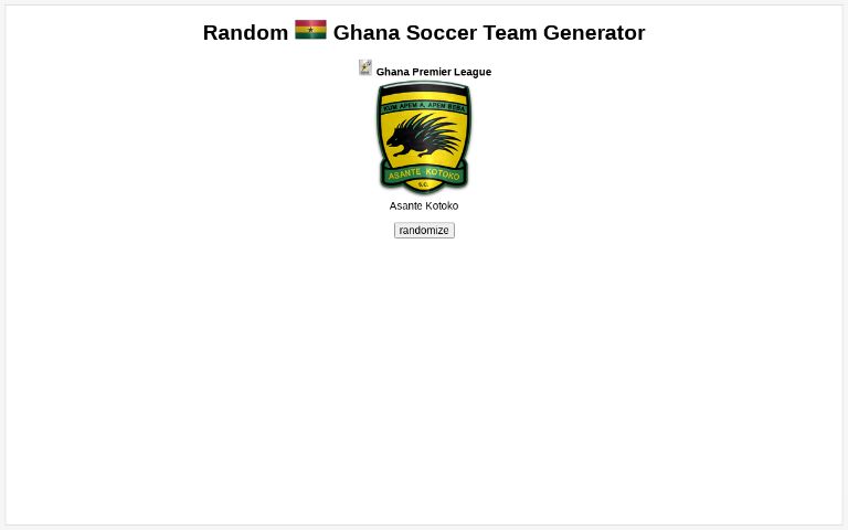 Random Ghana Soccer Team Generator