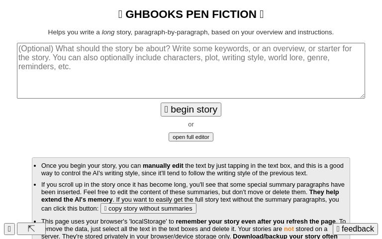 📖 GHBOOKS PEN FICTION 📖 (free, unlimited, no sign-up) ― Perchance Generator